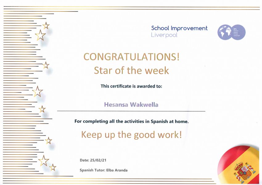 Spanish certificate from school – The Blog Of Hesansa Kemindi
